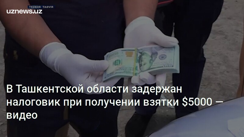 В Ташкентской области задержан налоговик при получении взятки $5000 — видео - UzNews.uz