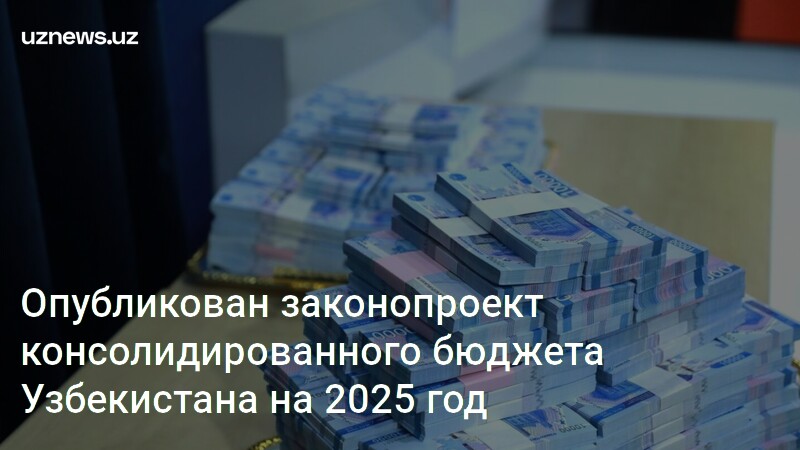 Опубликован законопроект консолидированного бюджета Узбекистана на 2025 год - UzNews.uz