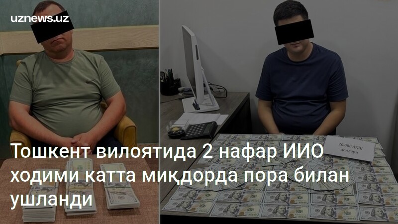 Тошкент вилоятида 2 нафар ИИО ходими катта миқдорда пора билан ушланди - UzNews.uz