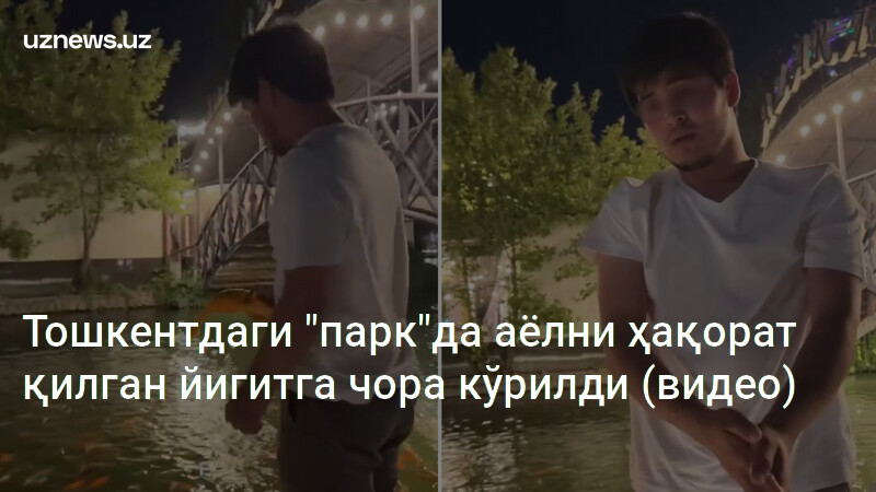 Тошкентдаги "парк"да аёлни ҳақорат қилган йигитга чора кўрилди (видео) - UzNews.uz